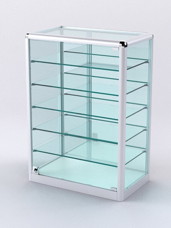 Витрина из профиля настольная "вайб ИКС" №2-5П-З-200 (задняя стенка Зеркало), Белый
