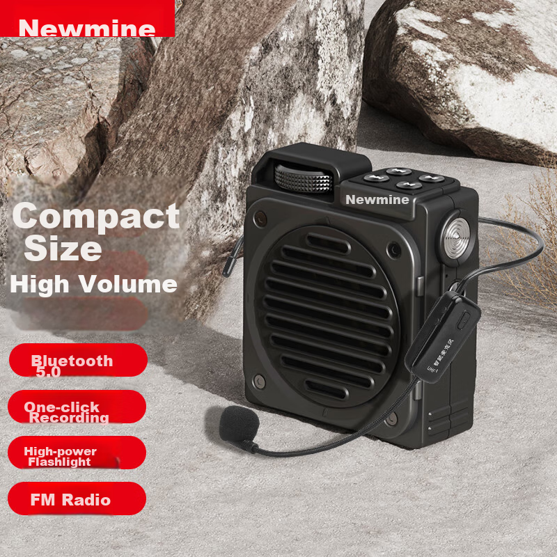 Newman MS13 Little Bee Wireless Amplifier, Teacher-Specific Loudspeaker, Tour Guide Waist-Mounted Bluetooth Speaker, Mini Portable Promotional Lecturing Teaching Megaphone, High Volume, Black