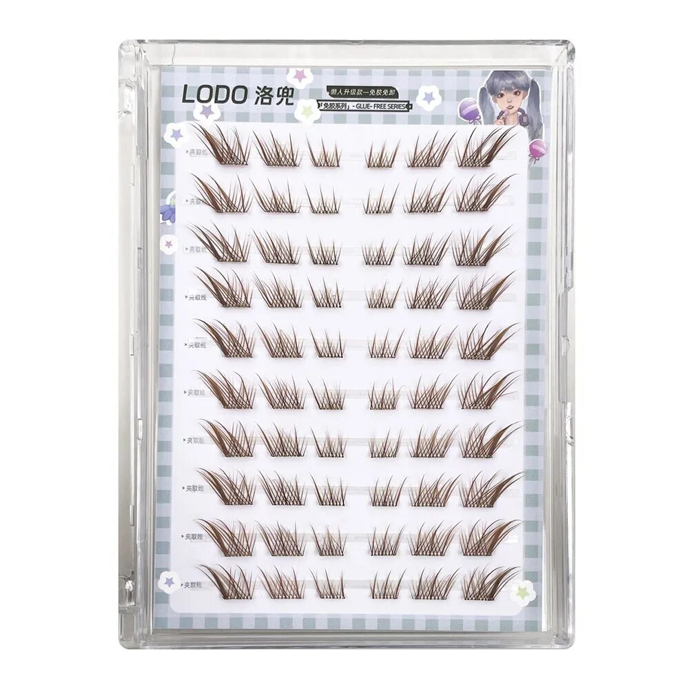 80 шт. натуральные накладные ресницы без клея, самоклеящиеся ресницы в стиле лисы и собаки, манга, карамельно-коричневые индивидуальные ресницы для женщин