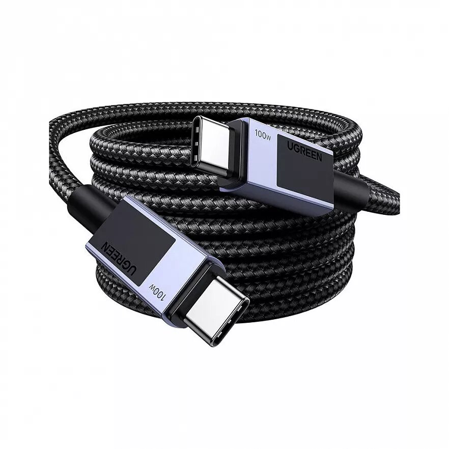 Кабель UGREEN L512 (45065) USB-C 2.0 to USB-C 2.0 PD Fast Charging 5A Cable. Длина: 3м. Цвет: черный/серый
