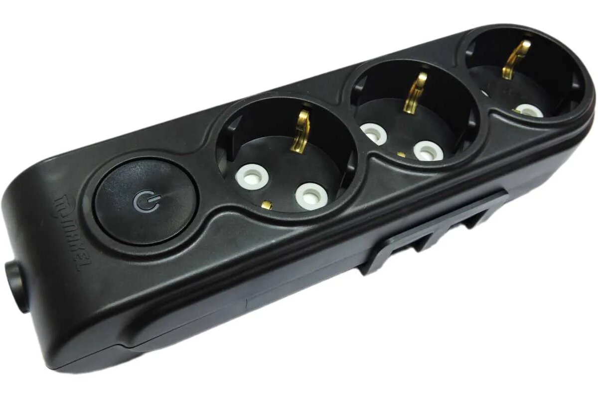 MAKEL Колодка нового поколения 3 гнезда с защитой от детей с/з и выкл. черная N3310100