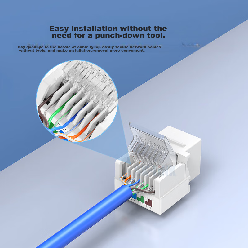 SK-LINK Cat5e Network Module Panel Kit, Unshielded Punch-Down Free Information Module, Network Cable Socket, Single-Port 86-Type Computer Panel Set, Gray