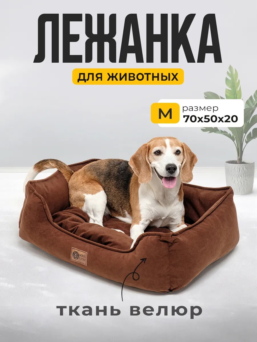 Лежанка для Кошек и Собак Большая с Бортиками и Подушкой