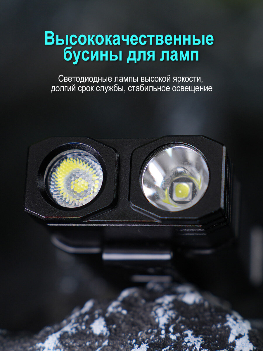 Ручной фонарь светодиодный мощный аккумуляторный с режимами влагозащита USB-зарядка чехол — фото 1