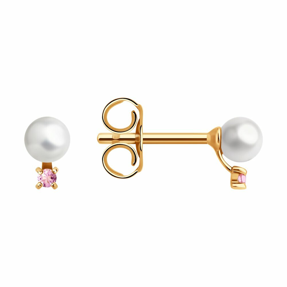 Серьги пусеты, красное золото, 585 проба