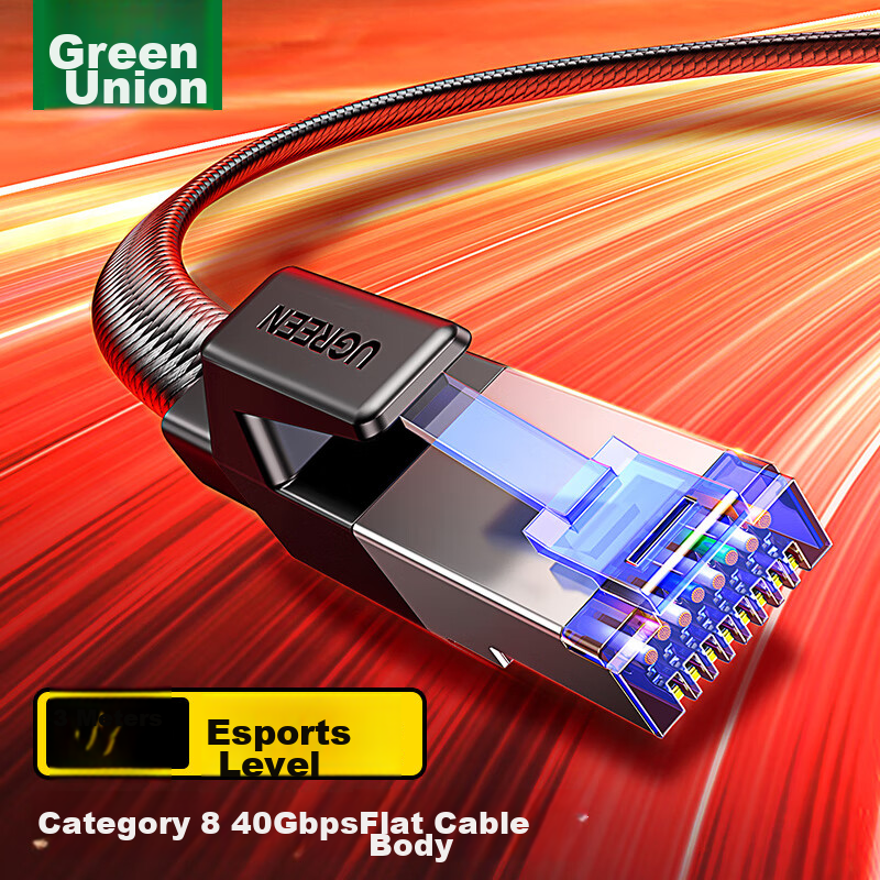 Lulian CAT8 Pure Copper Ethernet Cable, 10 Gigabit Shielded Network Cable, Gaming Twisted Pair Cable, Home Computer Broadband Patch Cord, Flat Cable 3 Meters 40172