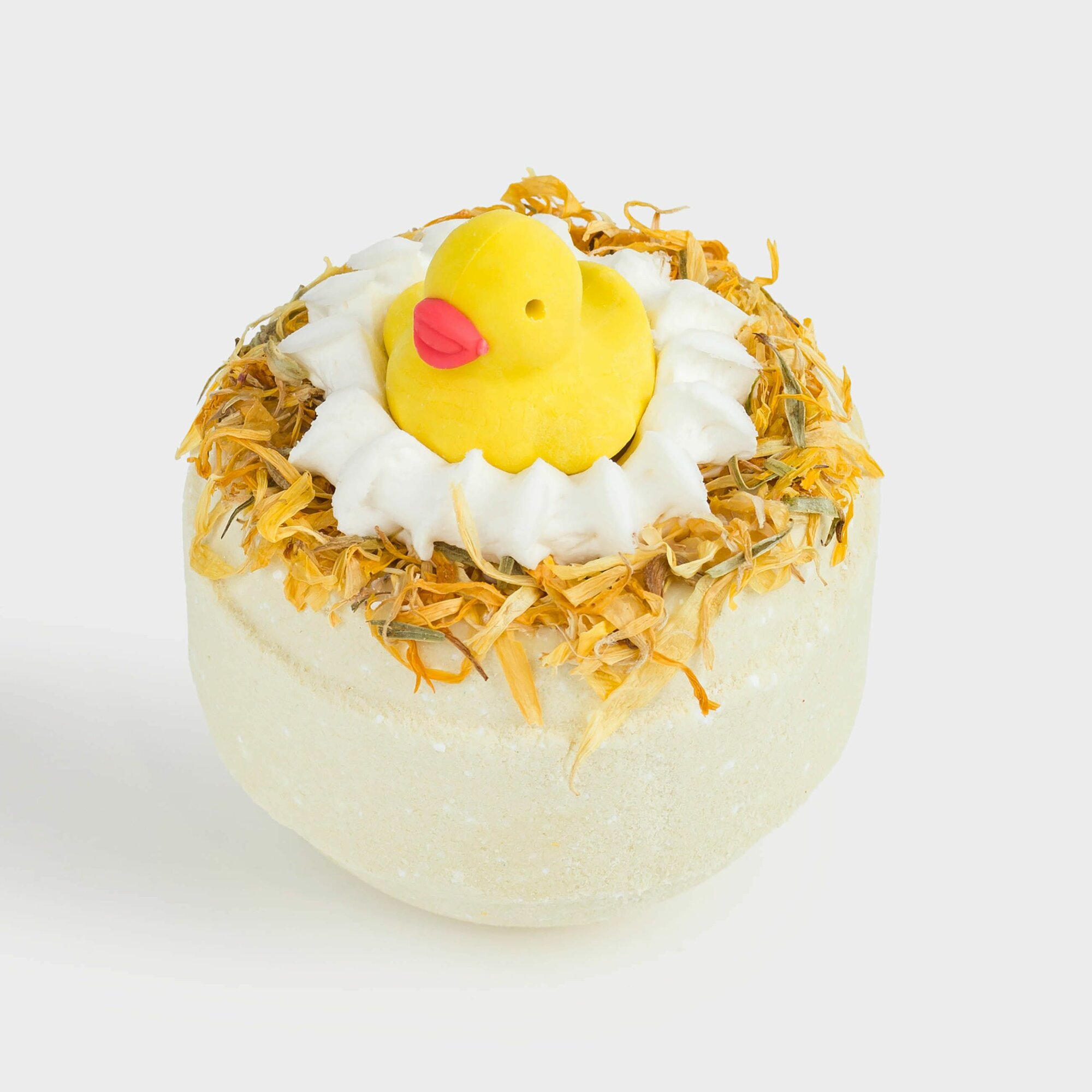 Бомбочка для ванны, 130 гр, с игрушкой, желтая, Мед с молоком, Утенок, Duck yellow, Kuchenland