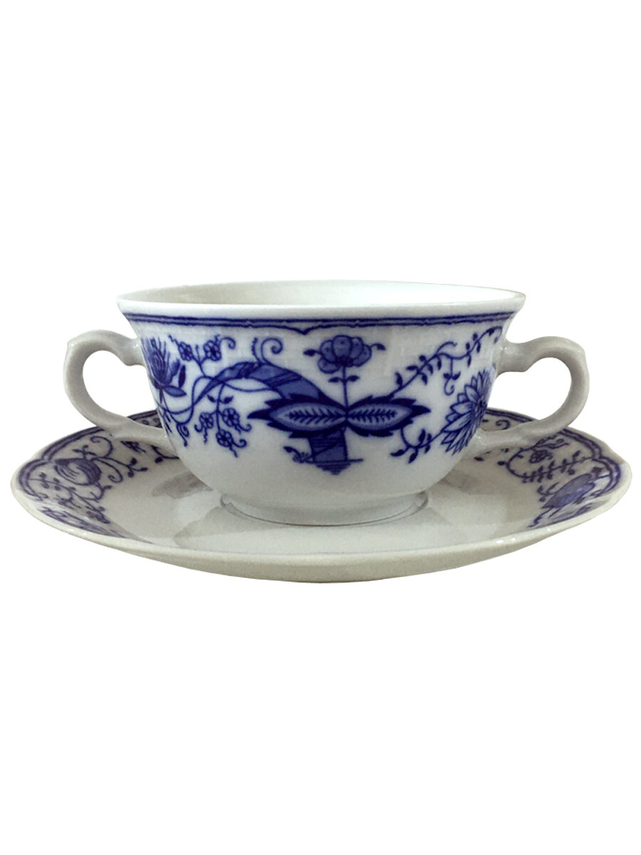 Чашка с блюдцем для супа "Натали" 300 мл "Луковичный декор"