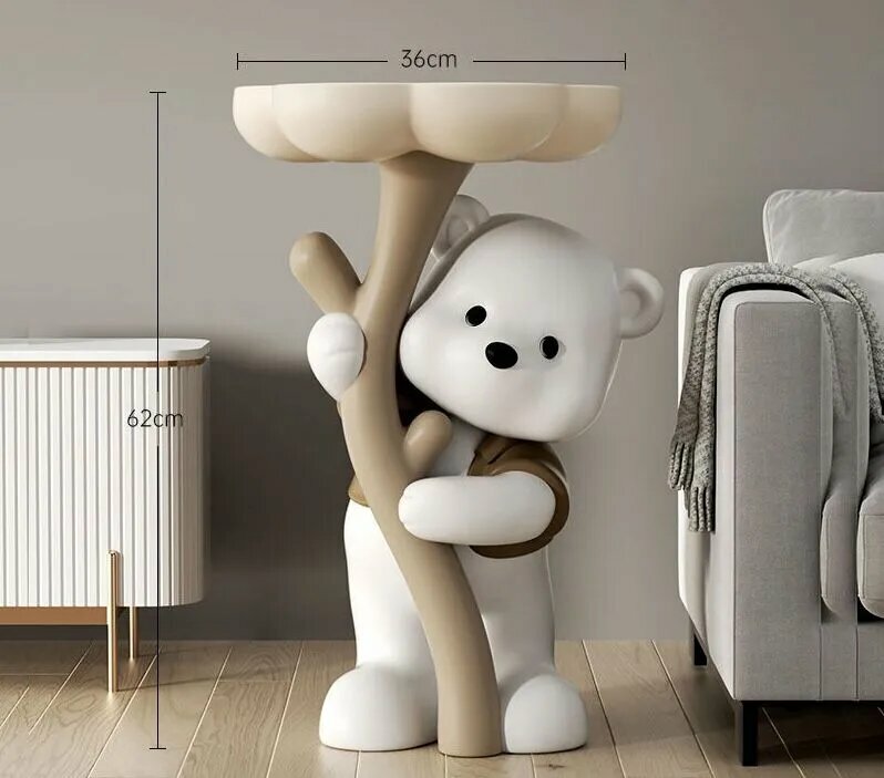 Журнальный стол Креативный приставной столик в форме медведя, милый напольный орнамент, 36х36х62 см KD