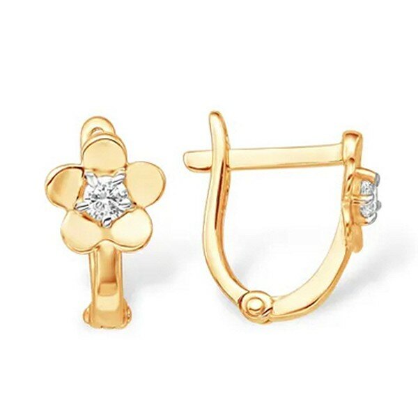 Серьги, красное золото, 585 проба, фианит