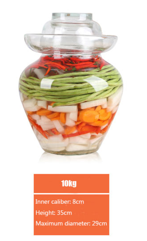 10KG Стеклянный контейнер Банки с огурцами Кухонные банки с огурцами Домашние продукты питания герметичные емкости для хранения кимчи цилиндры герметичные емкости ~ Бутылки, банки и коробки