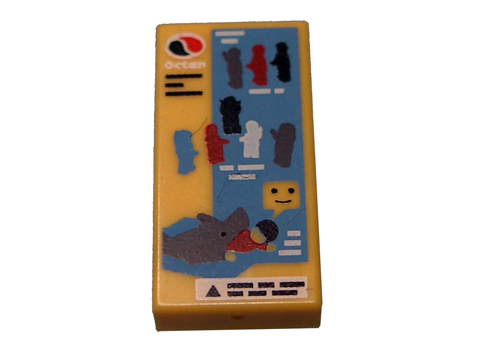 Tile 1 x 2 with Octan Logo, Minifigure Silhouettes and Shark with Minifigure Pattern (Life Instructions), 3069pb0300 Yellow U
