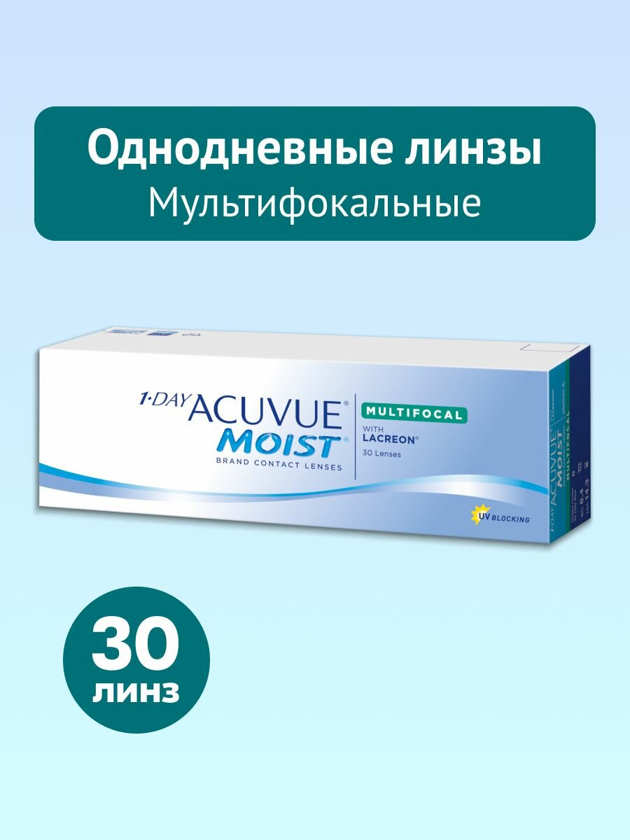 Мультифокальные линзы +4,00/ Med / 8,4 / 30 шт, 1-Day Acuvue Moist Multifocal