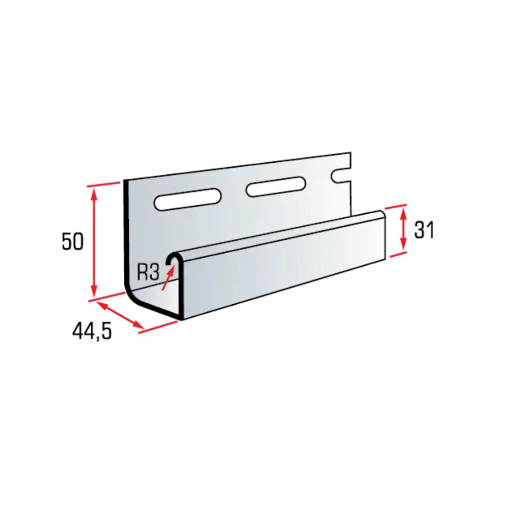 Планка для монтажа фасадных панелей Альта-Профиль, J-профиль блок-хаус, ПВХ, бежевый, 3000 мм, 2 шт.
