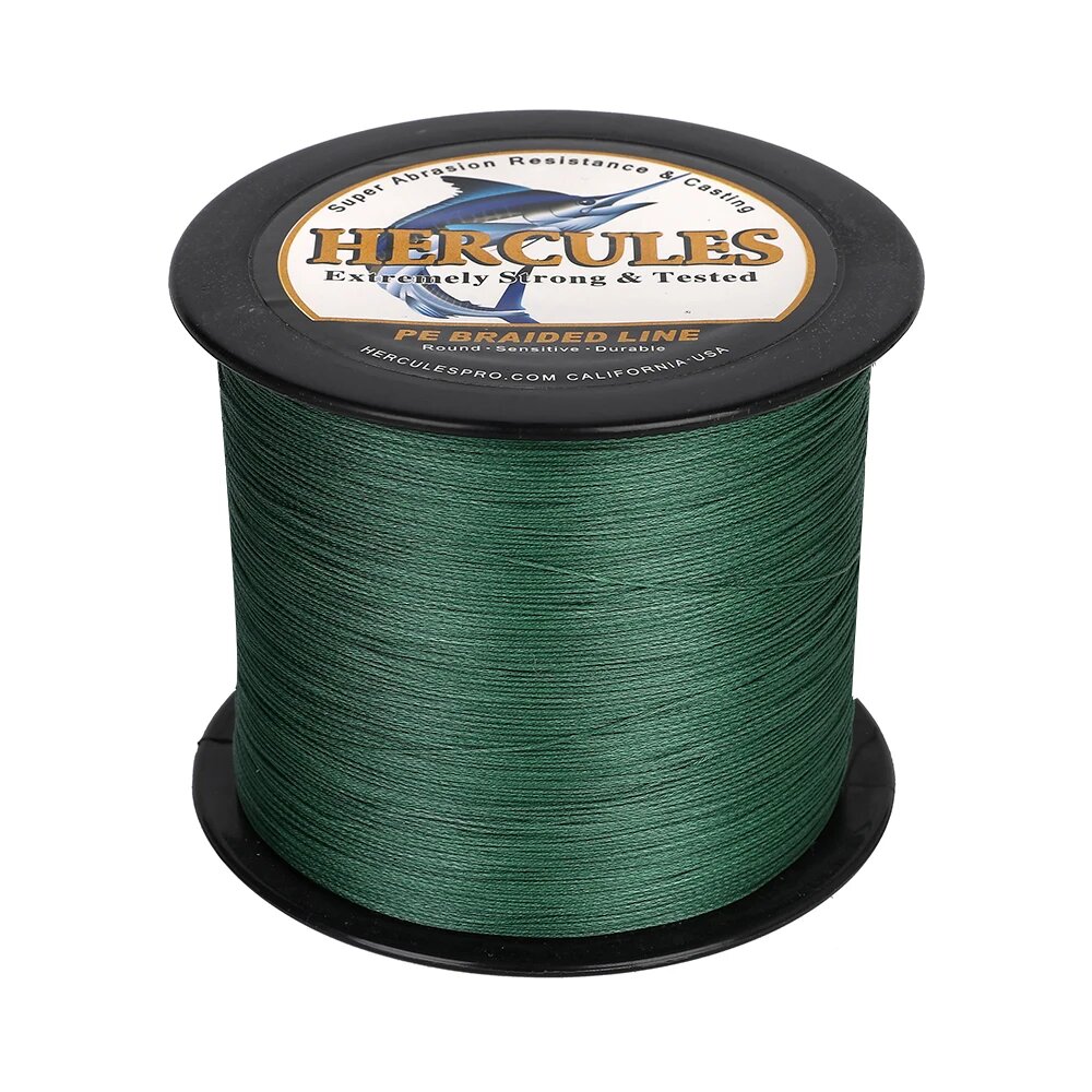 Геркулес 12-нитевая плетенная леска 0,12-0,75 мм 300-1000 м 10-200 фунтов 300M-0.12mm-10LB, зеленый