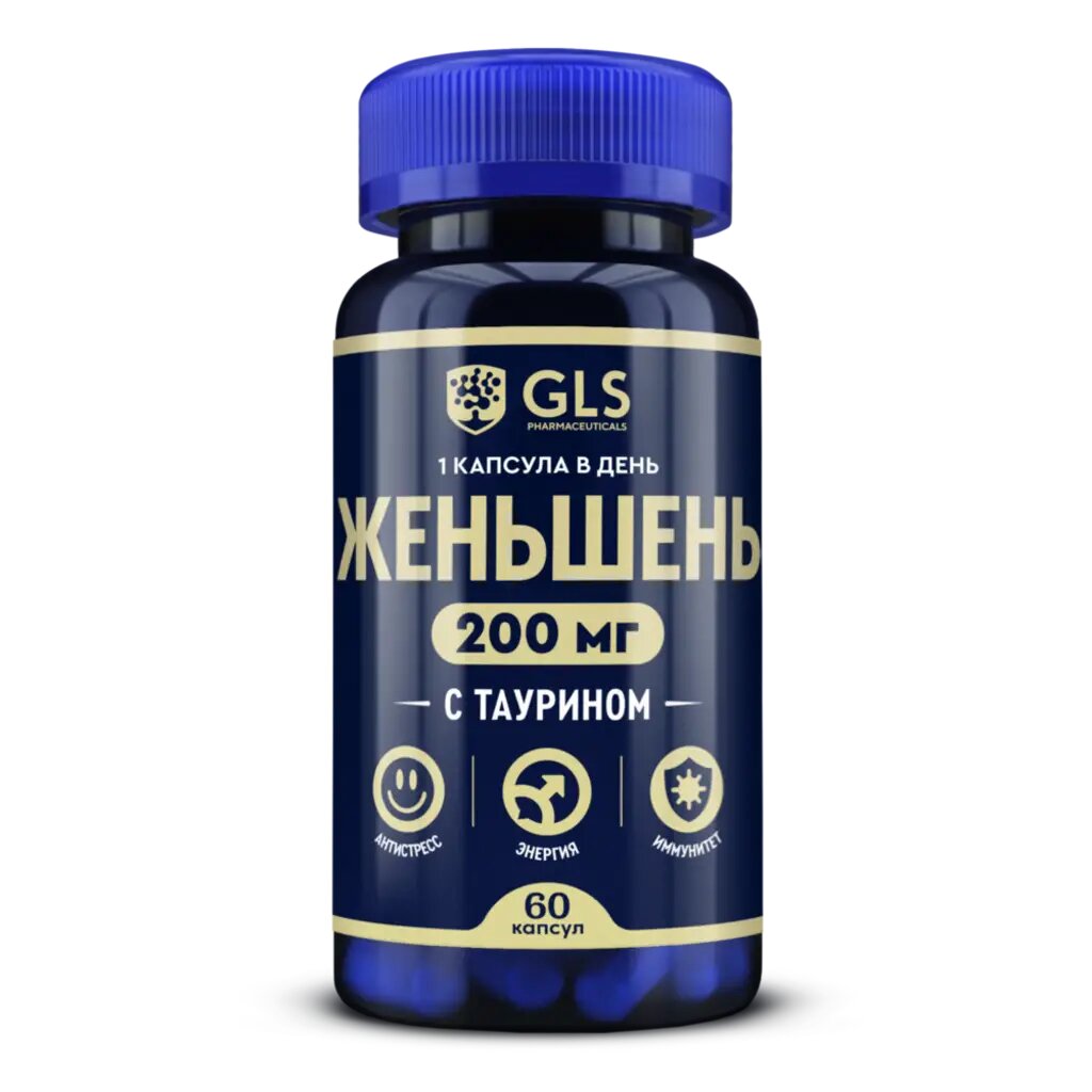 Женьшень 200 мг GLS с таурином капсулы по 400 мг 60 шт