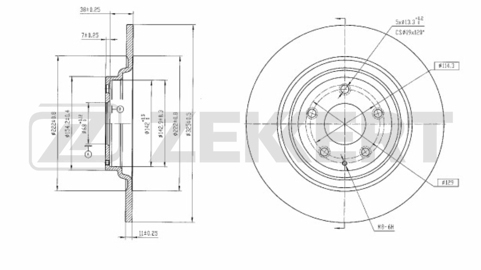 Zekkert Диск тормозной задний для Mazda CX-9 II 16-