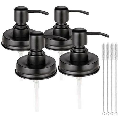 4 комплекта крышки цистерны с насосом, 16 унций крышки с эмульсионным мылом, включая 4 чистящие щетки для жидкого мыла (черный)