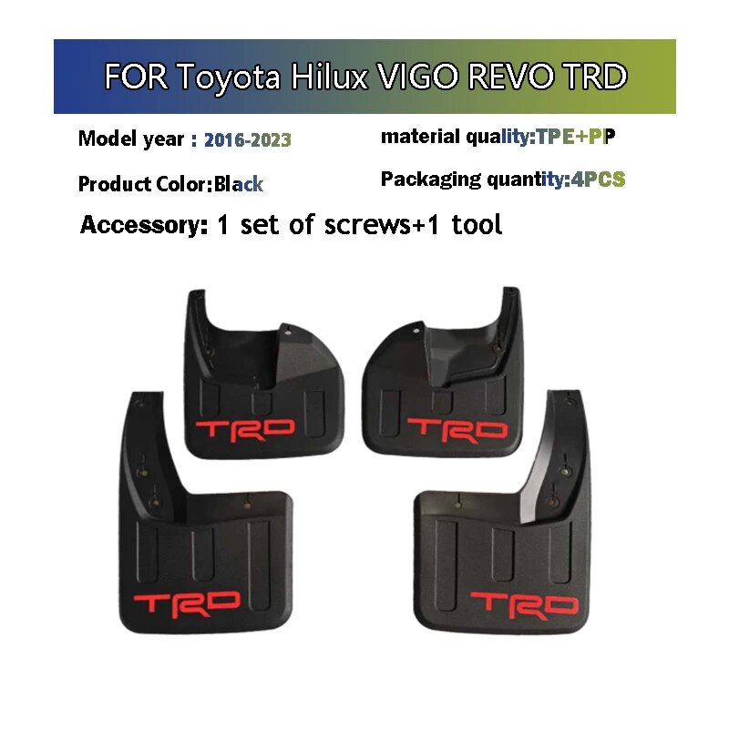 2016 2017 2018 2023 для Toyota Hilux VIGO REVO TRD 4WD брызговики брызговики брызговики крыло автомобильные аксессуары 4 шт. RED LOGO