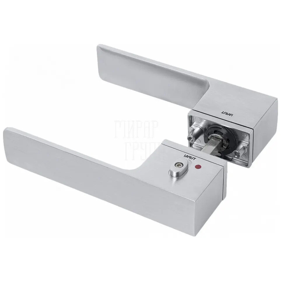 Дверная ручка Tupai "Big Line" 4084 5RE (с блокировкой, полотно 54-61 мм) матовый хром (левая)