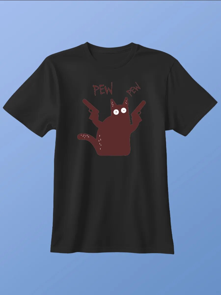 Футболка кот с пистолетом