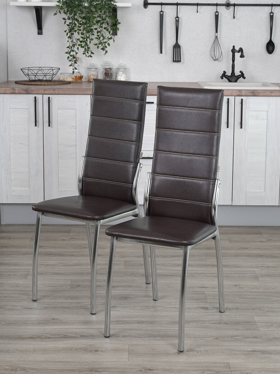 Стулья Frenesie для кухни со спинкой эко кожа Прага шоколад 2шт