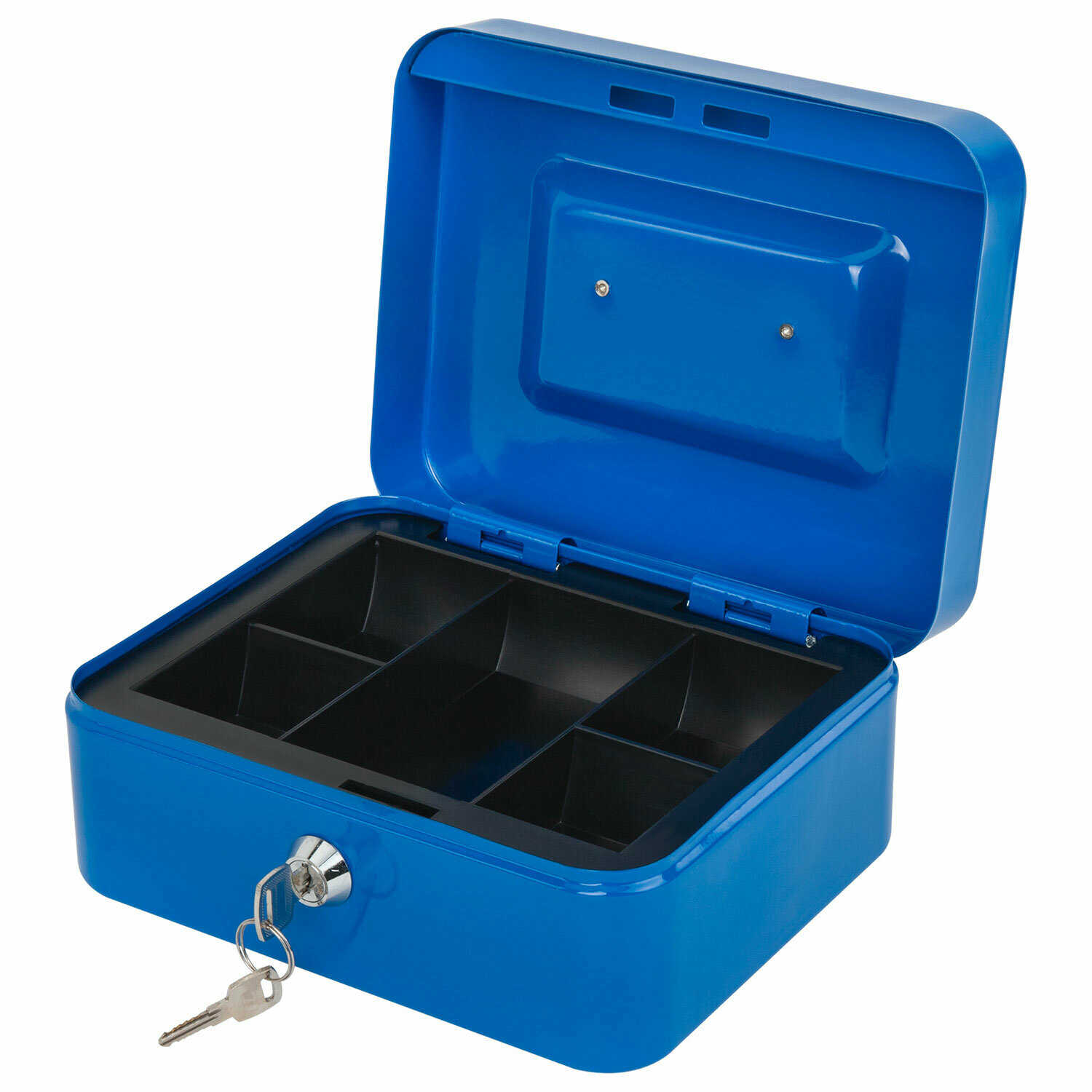 Ящик для денег, ценностей, документов, печатей, 90х160х200 мм, ключевой замок, синий, BRAUBERG, 291351