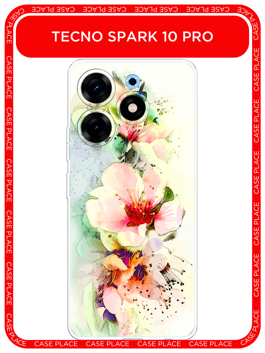 Чехол на Tecno Spark 10 Pro / Техно Спарк 10 Про с принтом Нежные цветы