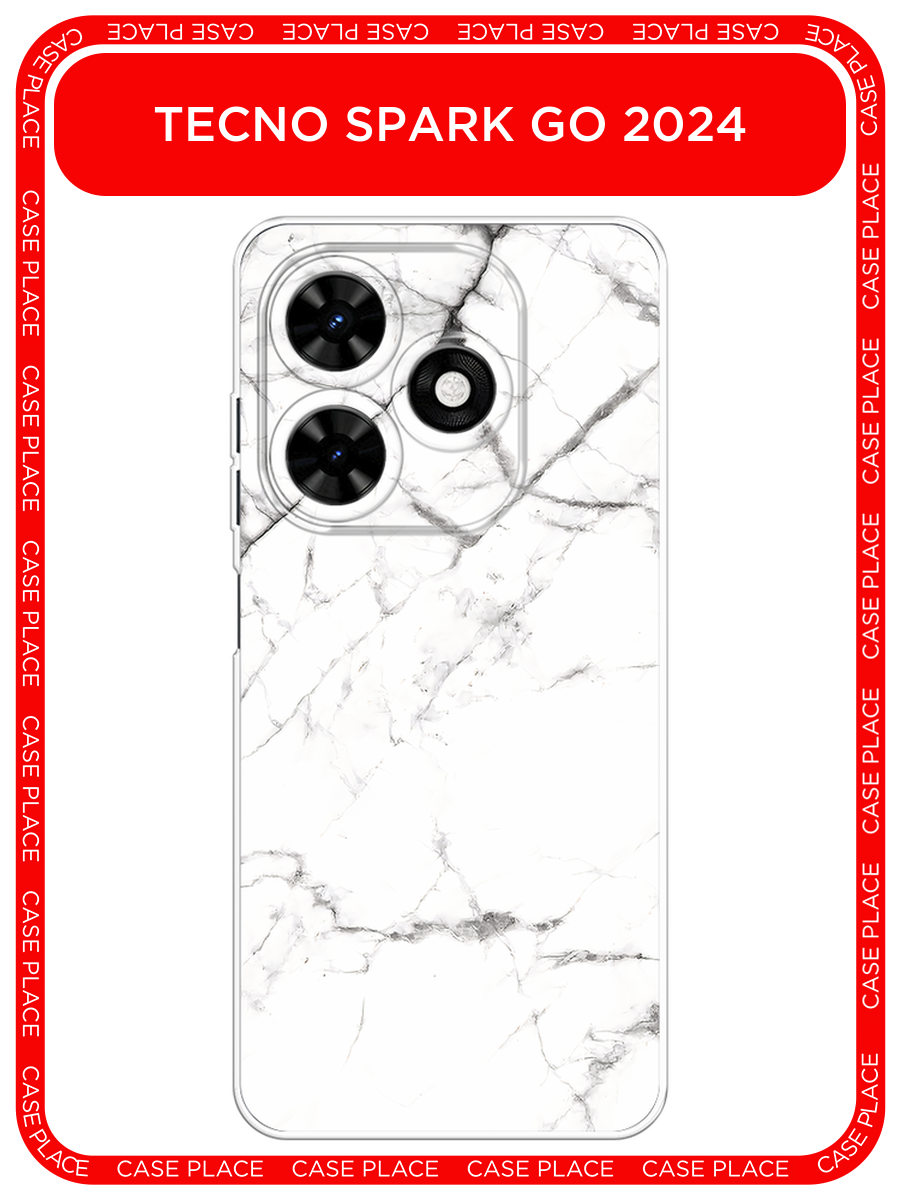 Чехол на Tecno Spark Go 2024/Spark 20C / Текно Спарк Го 2024/Спарк 20C с принтом Светлый мрамор