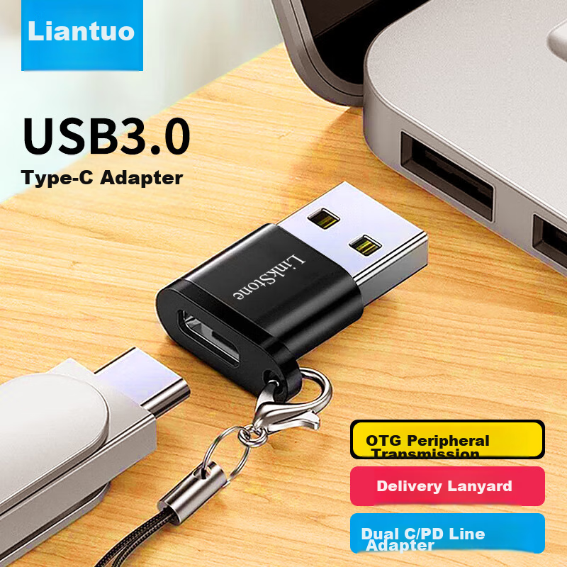 Liantuo USB to Type-C OTG Adapter, Apple 15/16 Fast Charging Type-C Converter, Compatible with CarPlay, Headphones, Android, Huawei Phones, Laptops