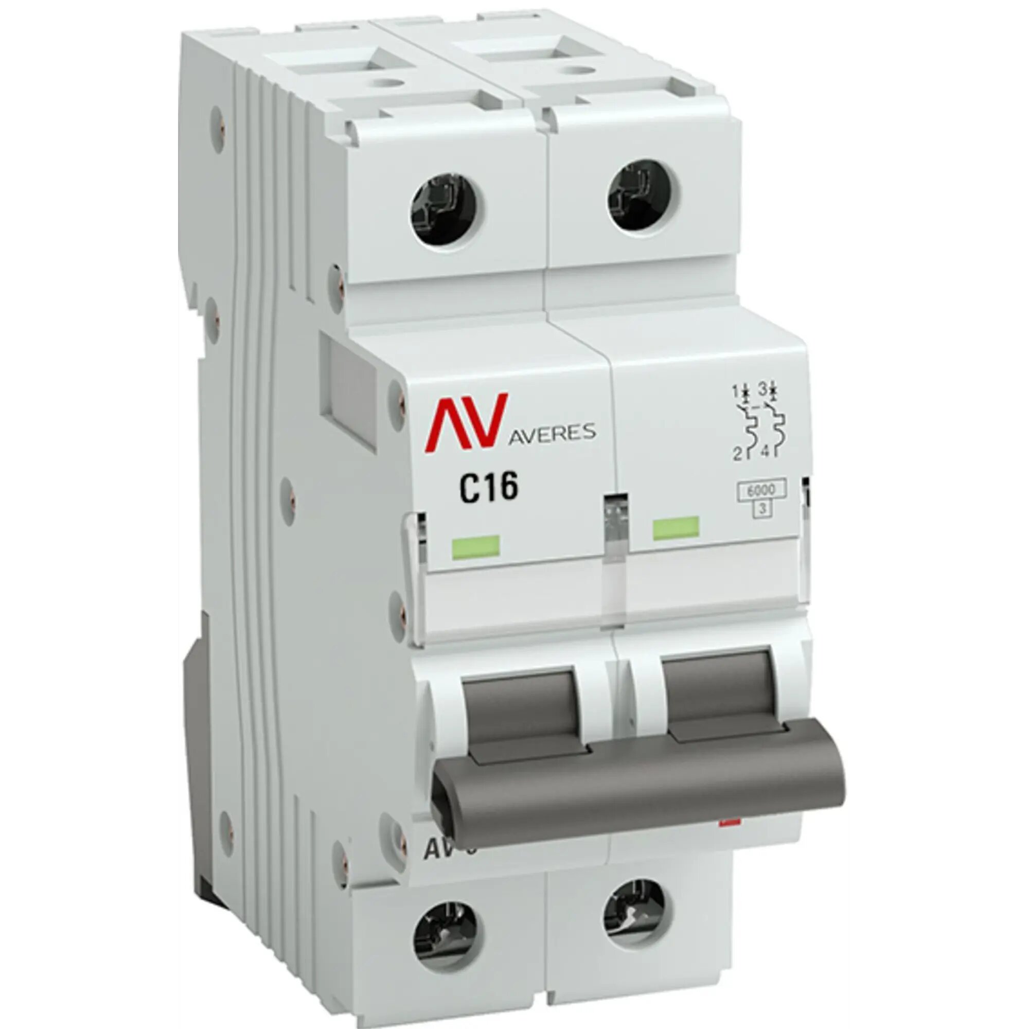 EKF Averes AV-6 2P C16 A 6 кА автоматический выключатель двухполюсный для щитков