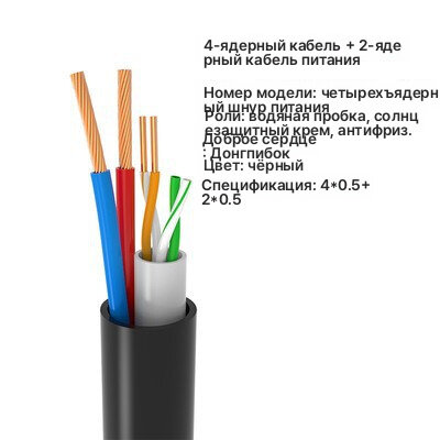 Сетевой кабель со встроенным встроенным кабелем 4-жильный 8-жильный кабель камеры из бескислородной