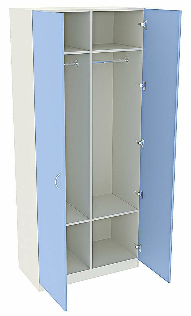Аптечный шкаф широкий для одежды персонала серии голубой горизонт №4