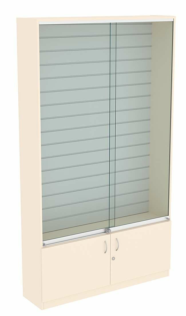 Витрина широкая сэсп с экономпанелью №1-1-300 (закрытая), Крем Вайс