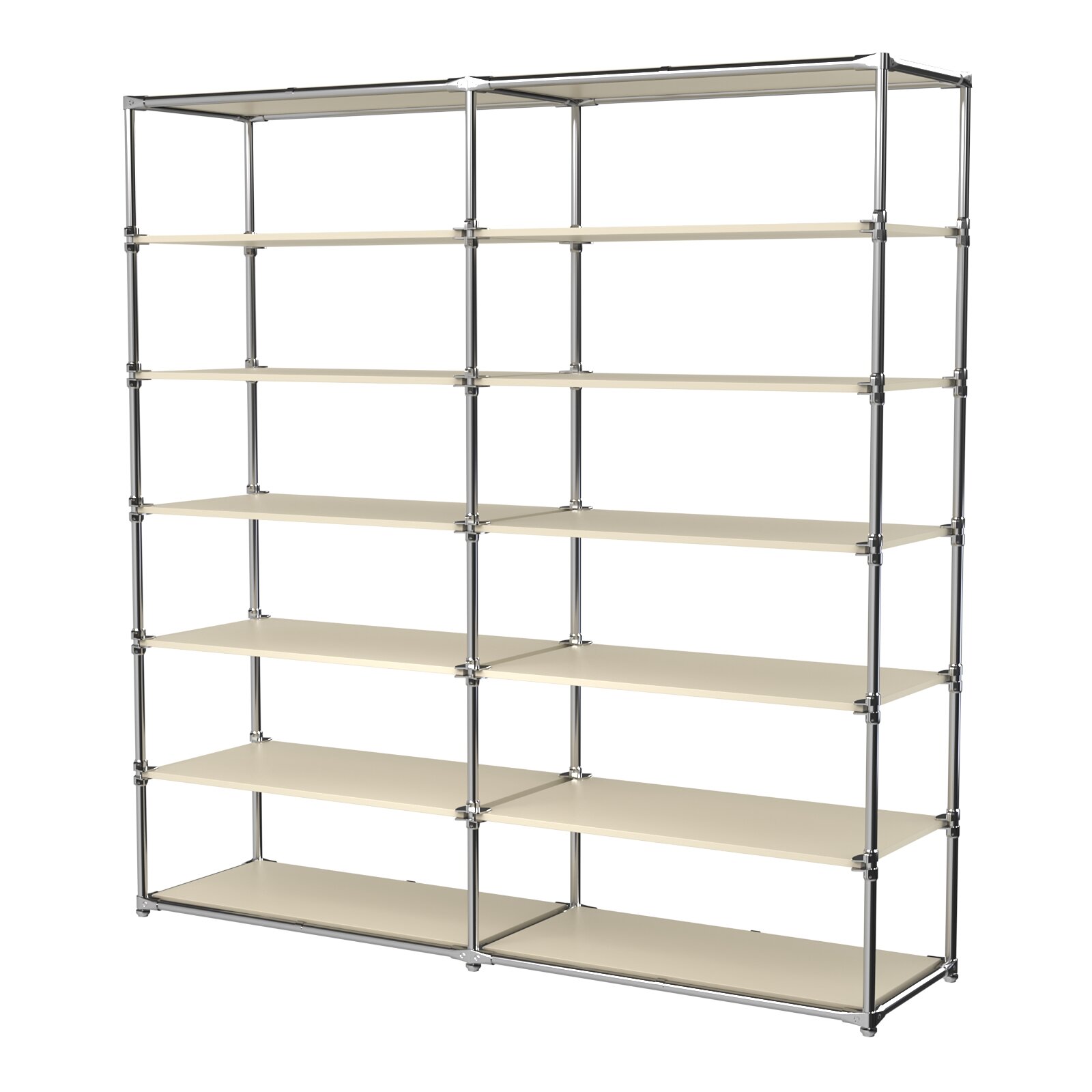 Пристенный торговый двух- секционный стеллаж лайт с глубокими полками ДСП №8, Крем Вайс