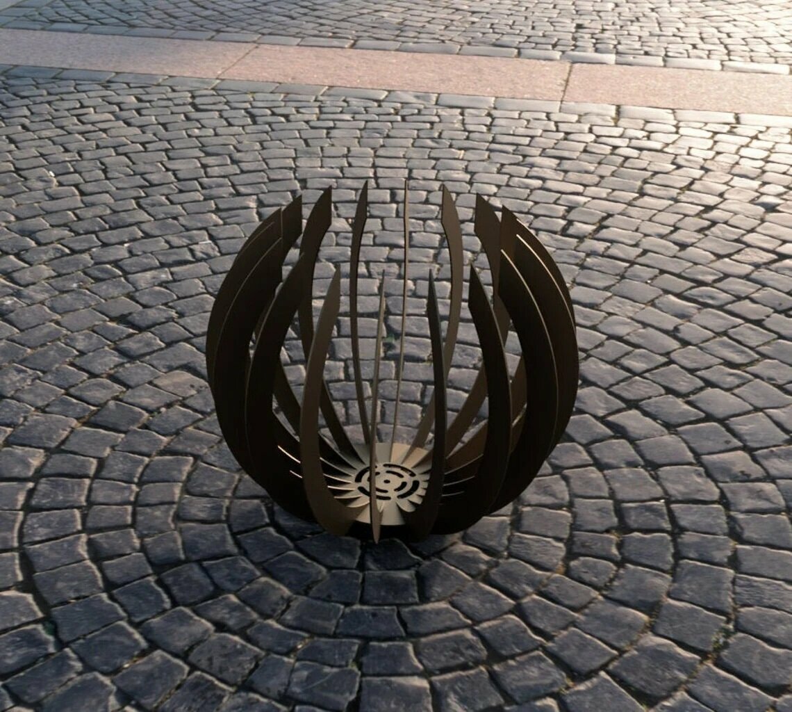 Очаг, чаша для костра, Костровая чаша, Жаровня для улицы разборная в виде сферы - огнеупорная краска