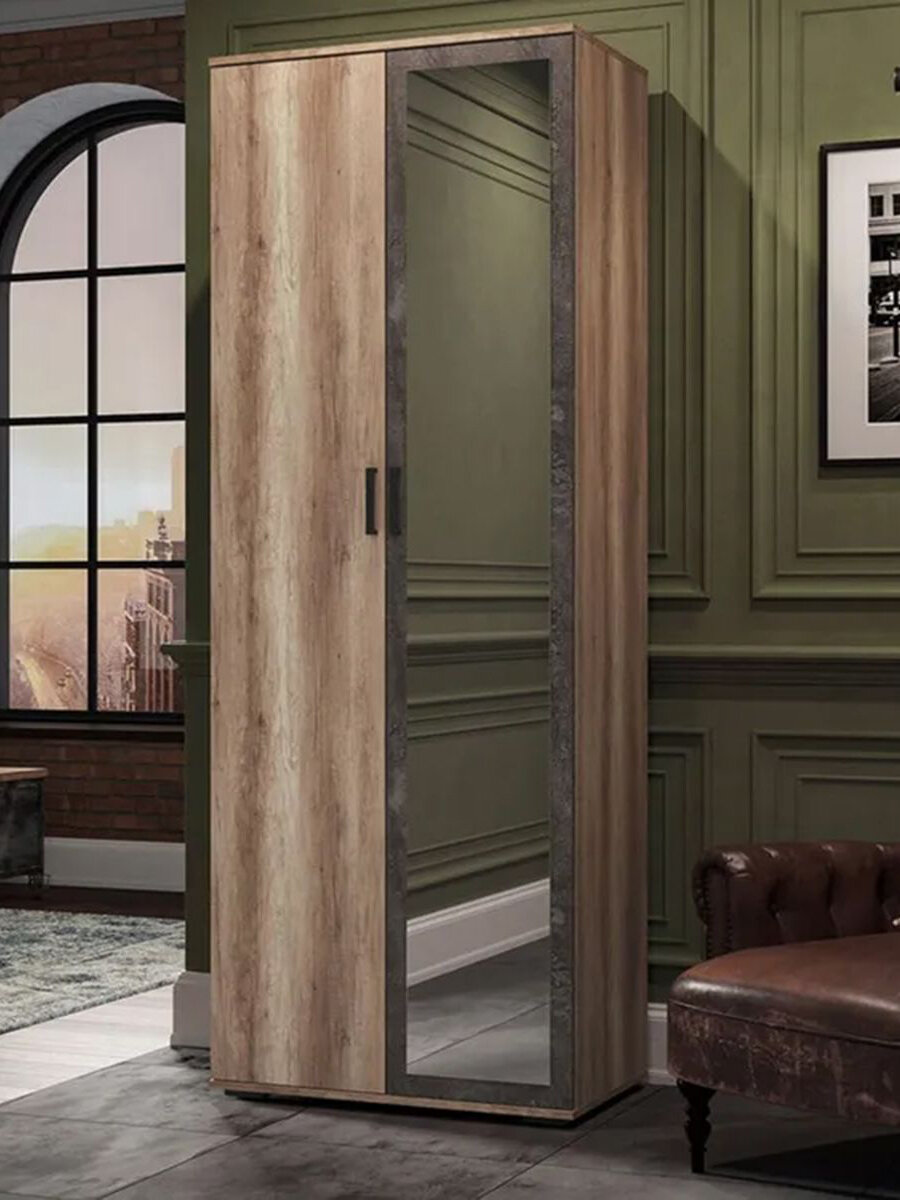 Шкаф Стендмебель Нельсон ШК 04 дуб каньон / железный камень, 2200x500x800