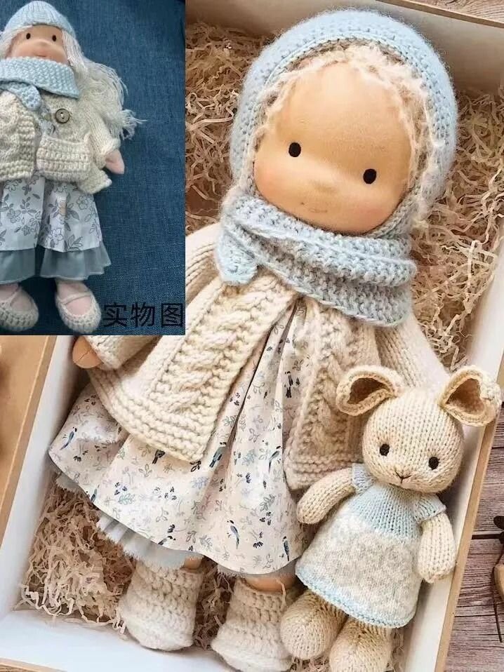 Waldorfdoll Кукла для девочки мягкая с одеждой текстильная тряпичная с длинными волосами интерьерная ручной работы
