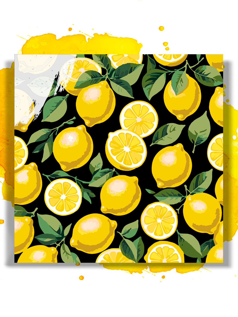 Картина по номерам на холсте Паттерн с лимонами, 40 х 40 см