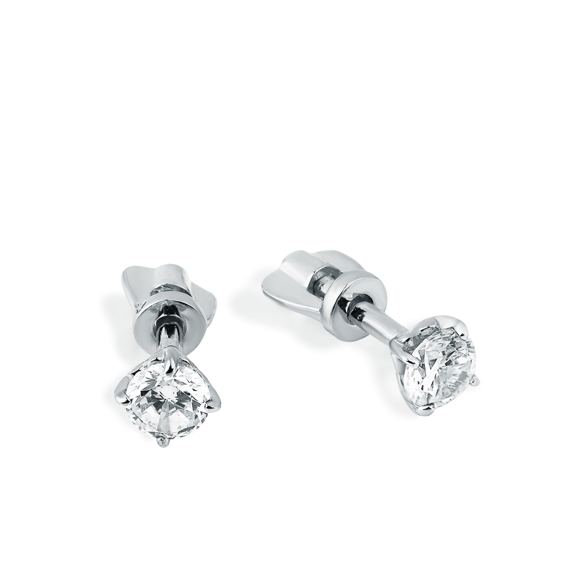 Серьги пусеты, белое золото, 585 проба, фианит