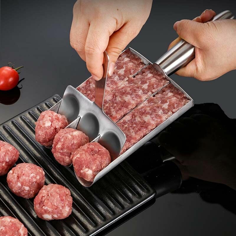 Форма для фрикаделек, нержавеющая сталь, серебристый цвет, с лопаткой