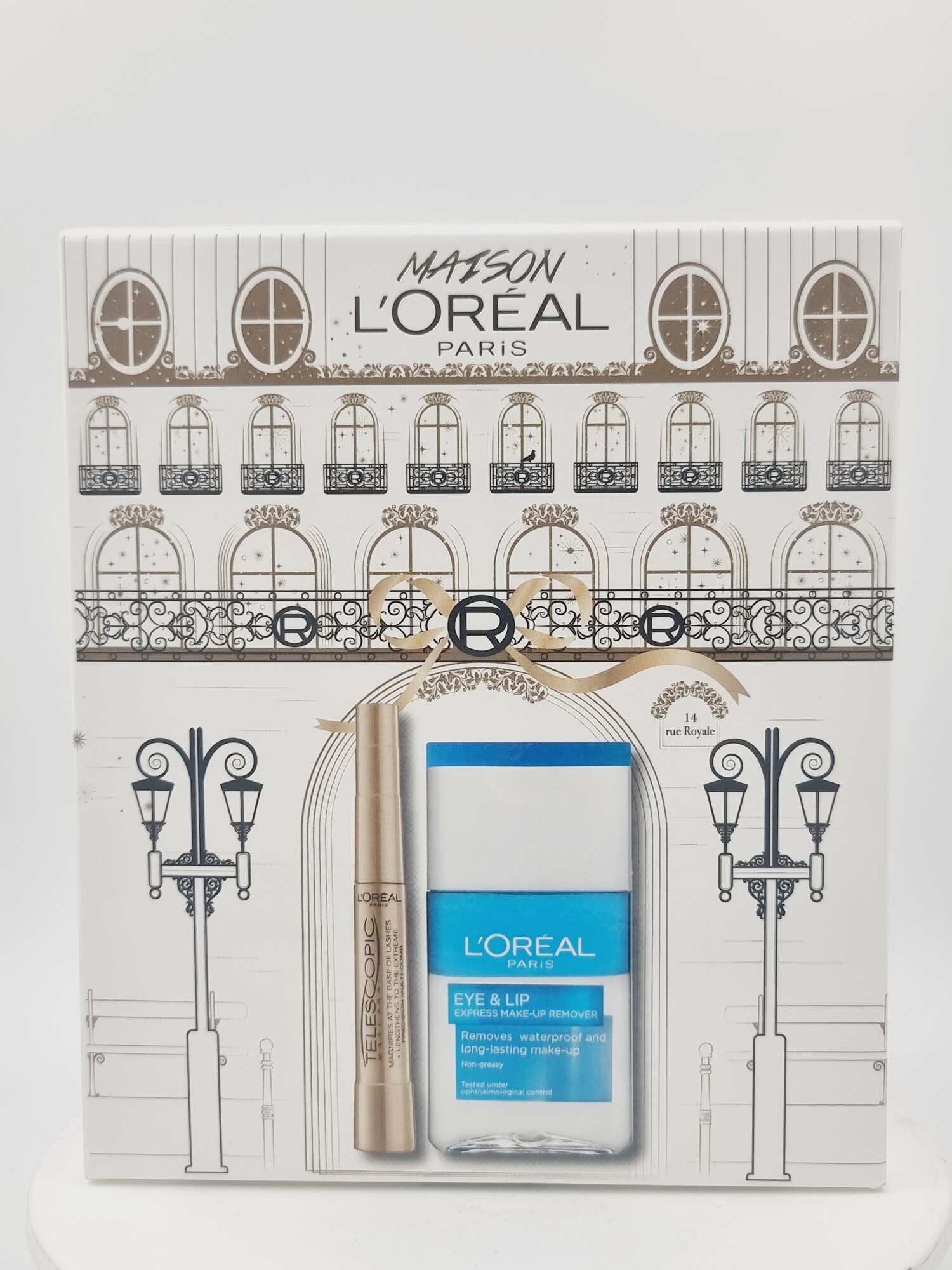 L'Oreal Подарочный набор - тушь для ресниц Telescope (8 мл) и средство для снятия макияжа с глаз и губ (125 мл), Франция