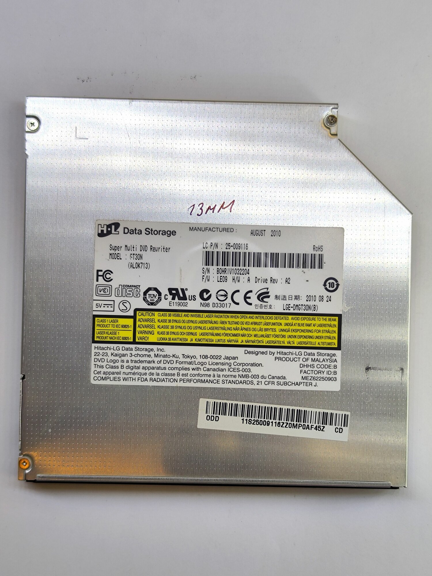 DVD привод для ноутбука внутренний Super Multi DVD Writer Hitachi-lg (hl) GT30N 12.7мм оптический привод