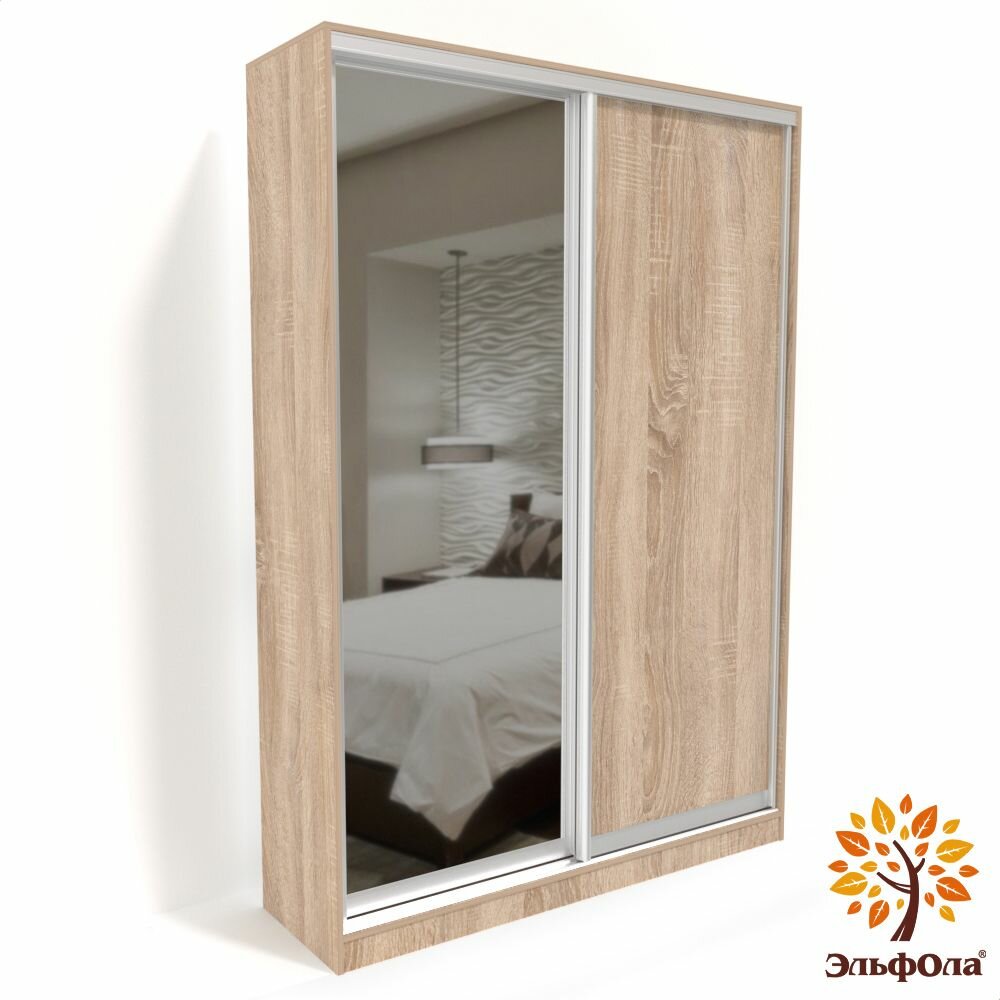 Шкаф-купе ЭльфОла "Гранд" 110*60*240 см, дуб сонома, профиль серебро