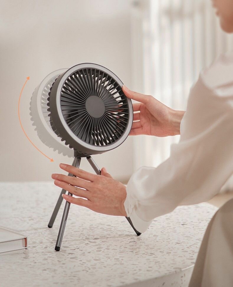 Портативный бесшумный настольный вентилятор 3в1/Маленький беспроводной потолочный вентилятор с подсветкой/Внешний аккумулятор(Power bank) 10000mAh