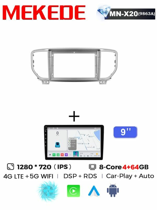 Магнитола 9" Mekede MN X20 Pro 4/64 Gb Kia Sportage 4 QL 2018-2022 (A) carplay