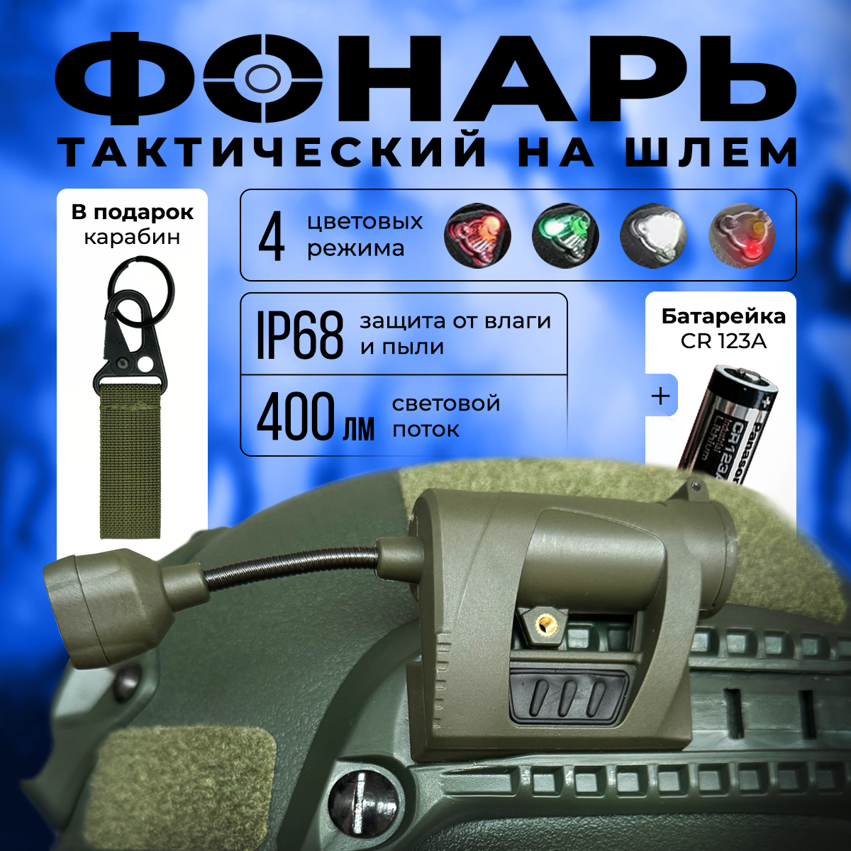 Подствольный фонарь тактический нового поколения, дальность свечения 500м