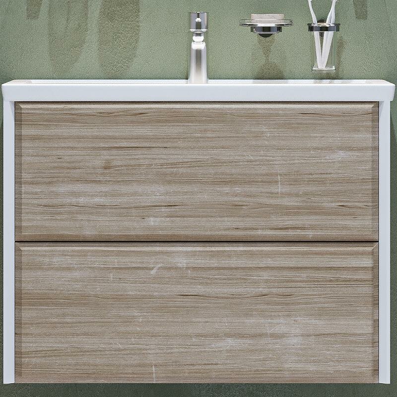 Тумба под раковину Velvex Gesso 80 tp. GES.9696.80.2Y подвесная Белая матовая Дуб сонома