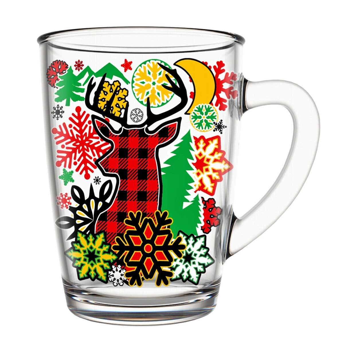 Кружка Гусь-хрустальный стеклянная, 300 мл, Скандинавия, новогодняя