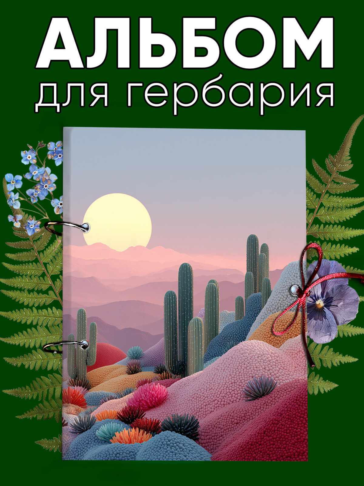 Альбом для гербария и коллекционирования трав, цветов и растений с калькой Закат в пустыне